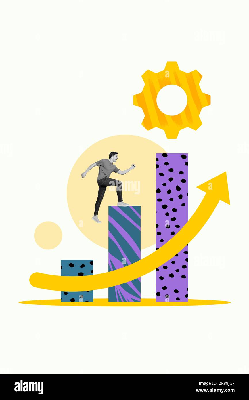 Vertical composite picture collage magazine artwork of young ...