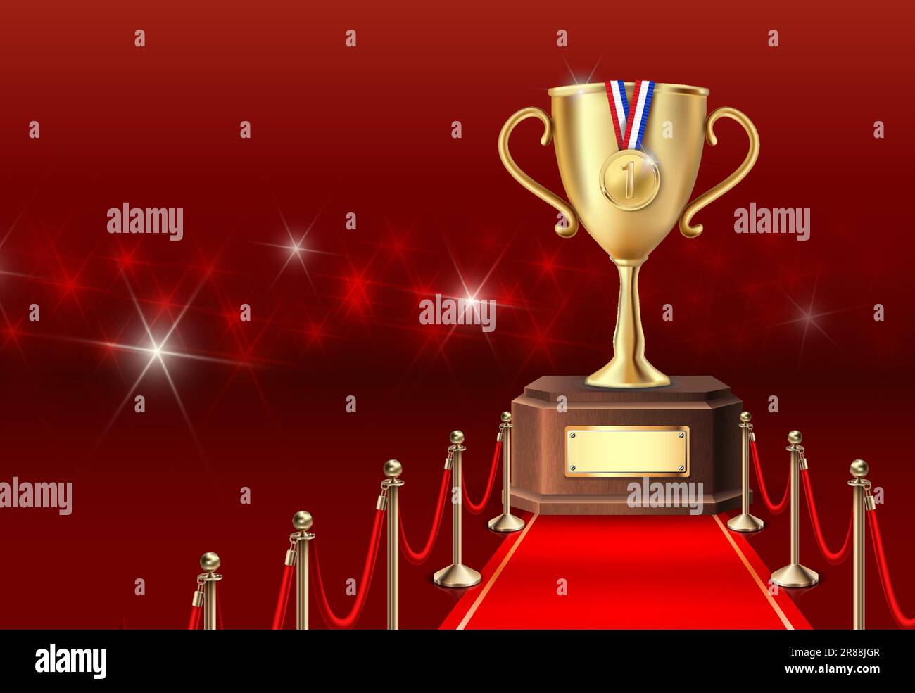 Vector illustration. Winner banner. Golden trophy. Championship Stock ...