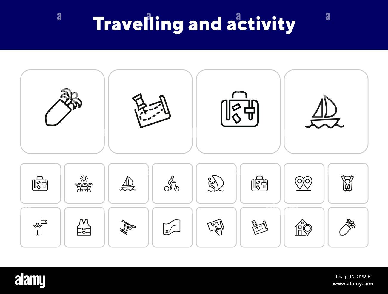Travelling and activity icons Stock Vector Image & Art - Alamy