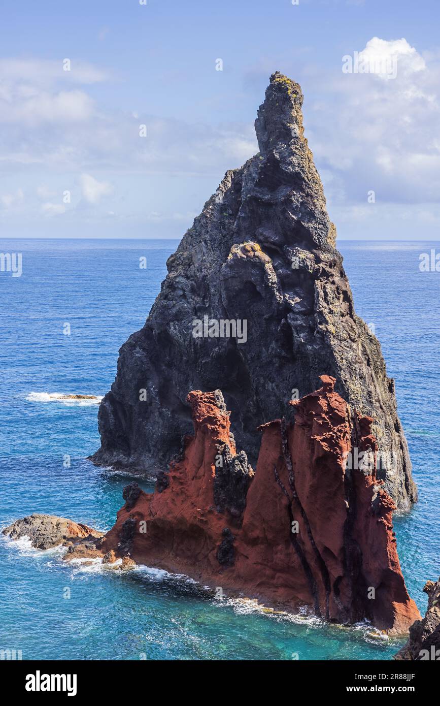 Strangely eroded rock formations at the Ponta de Sao Lourenço, the most ...