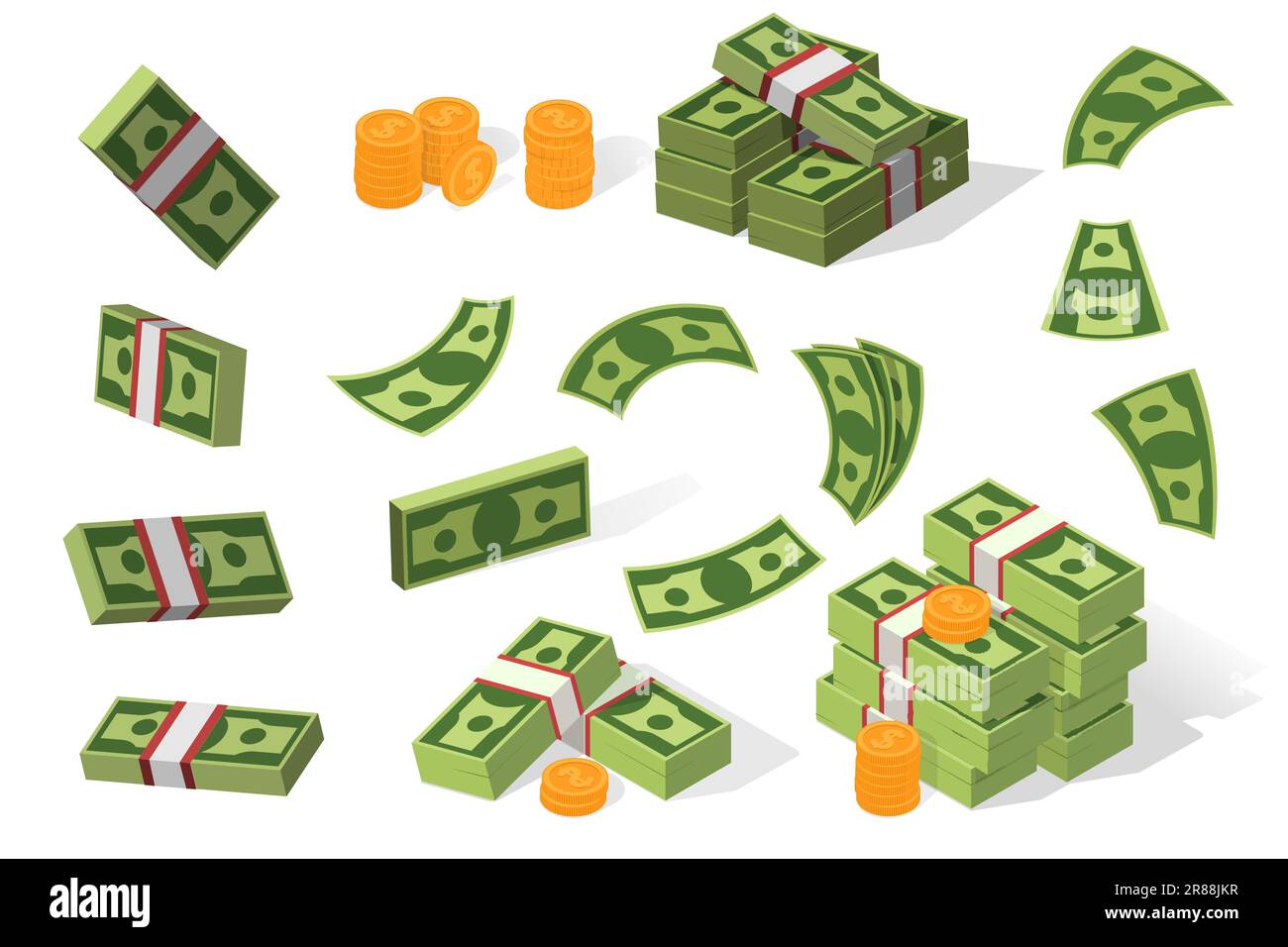 Dollars flat vector illustration set Stock Vector Image & Art - Alamy