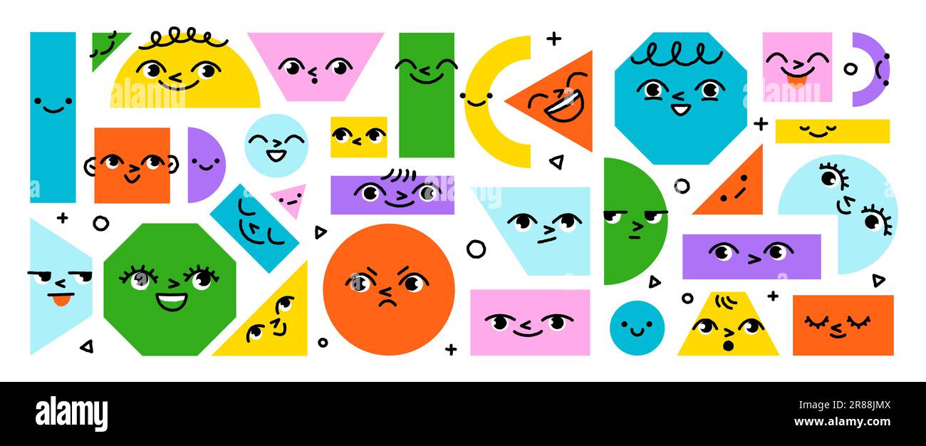 Geometric shapes characters polygon faces hi-res stock photography and ...