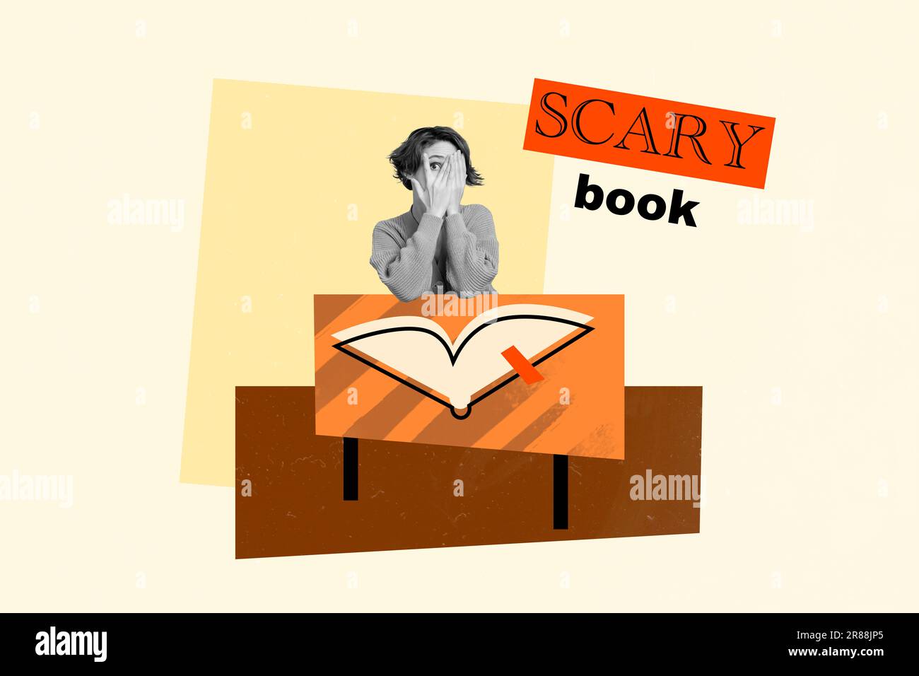 Artwork picture sketch image collage of funky lovely girl sitting table ...