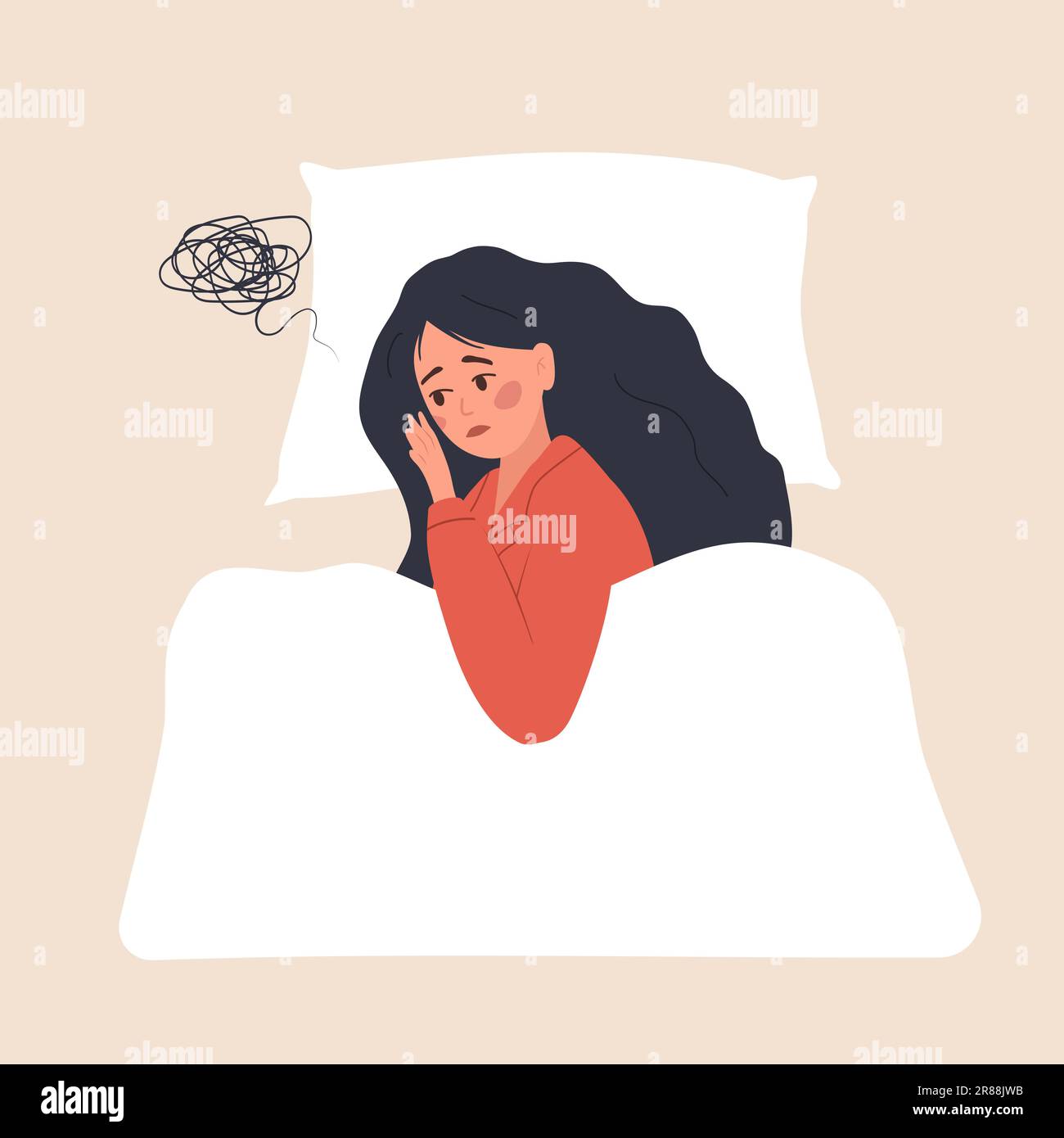 Sleep disorder. Tired and upset woman suffer from insomnia. Sleepless ...