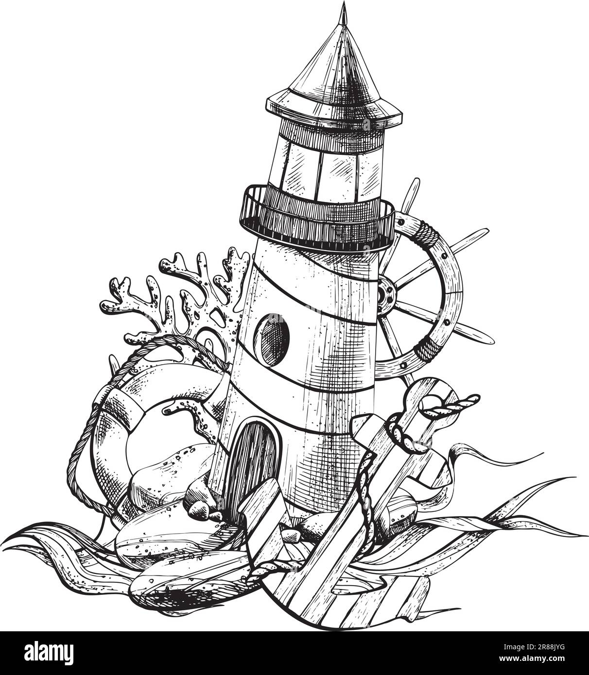 Traditional Lighthouse Drawing