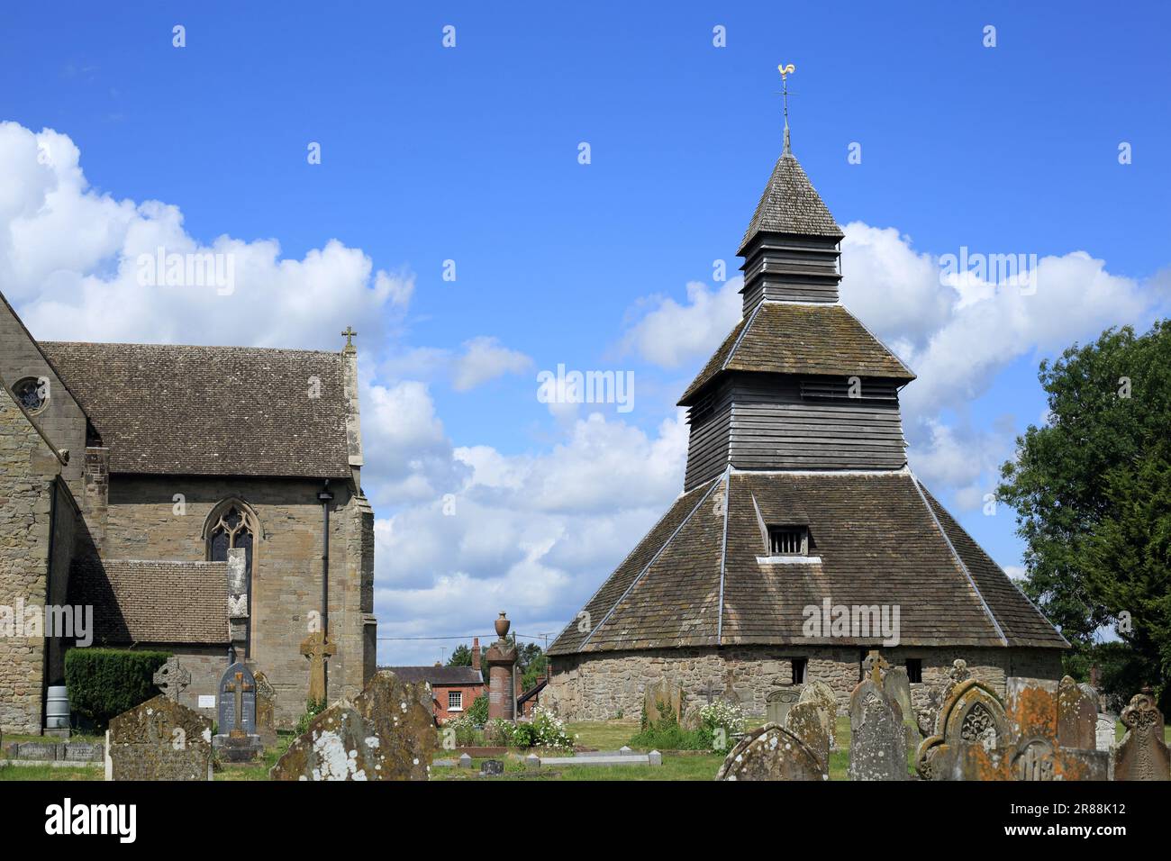 The church of St Mary bell tower, Pembridge, Herefordshire, England, UK ...