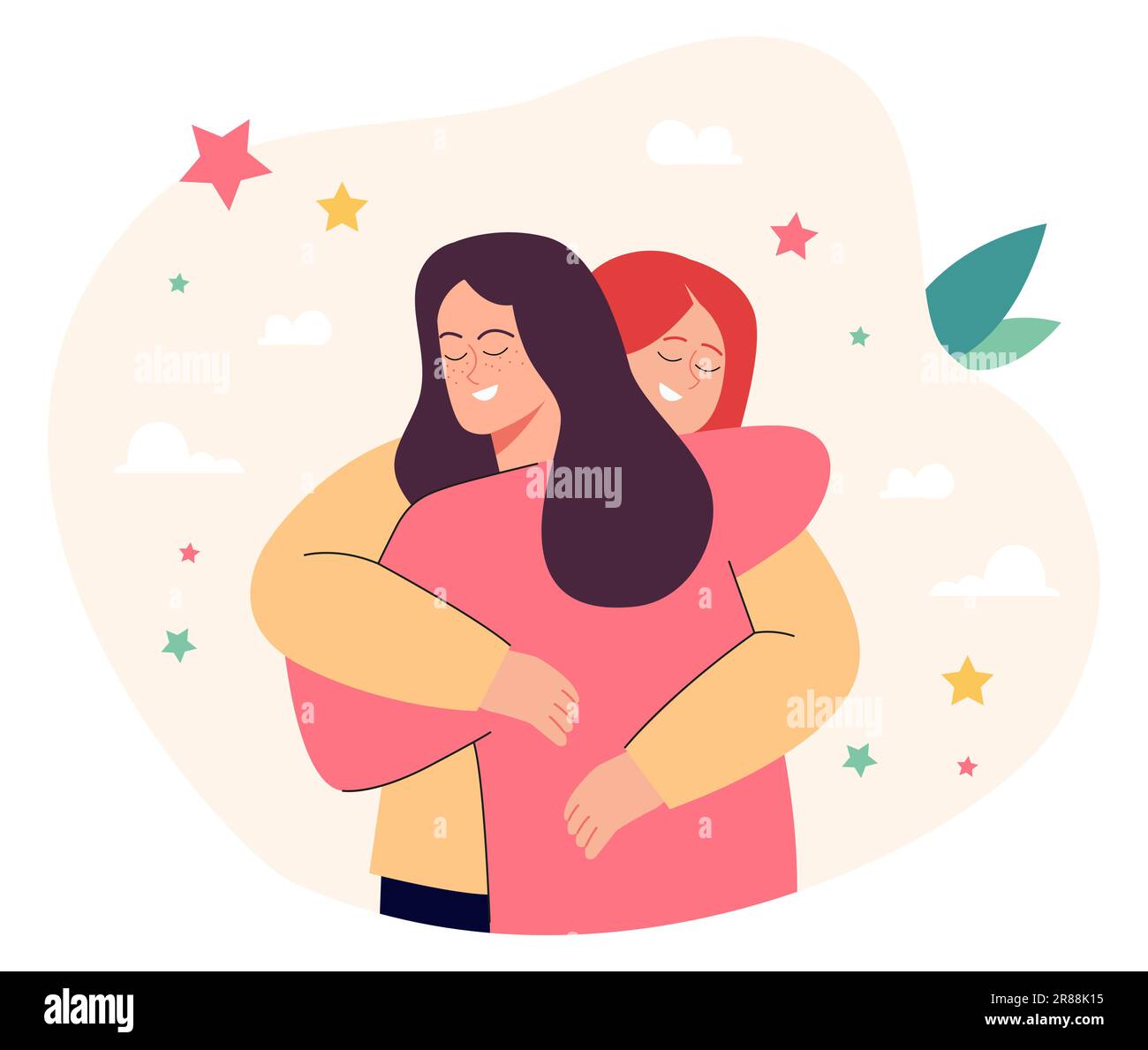 Two Women Hugging Clipart
