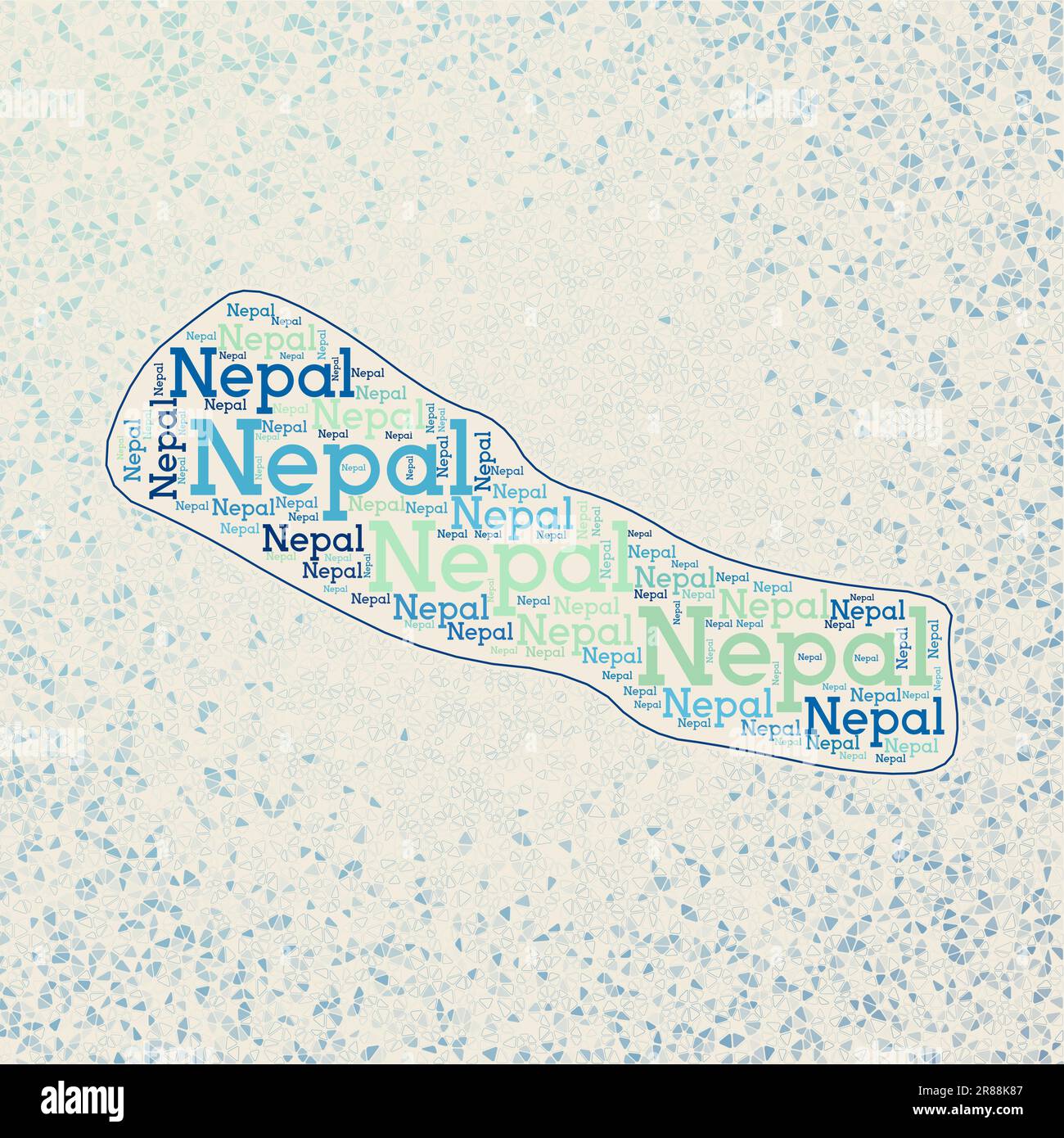 Nepal shape with country names word cloud in multiple languages. Nepal ...