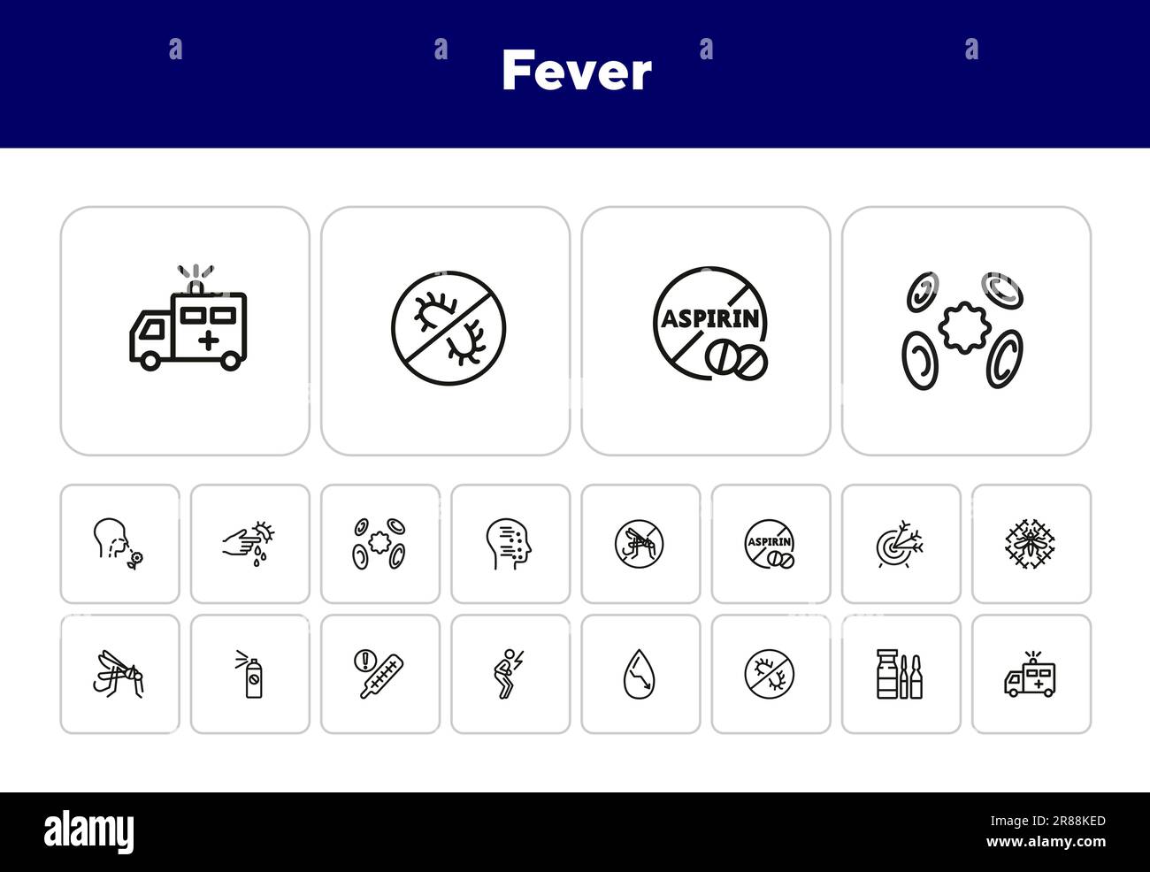 Fever line icon set Stock Vector Image & Art - Alamy