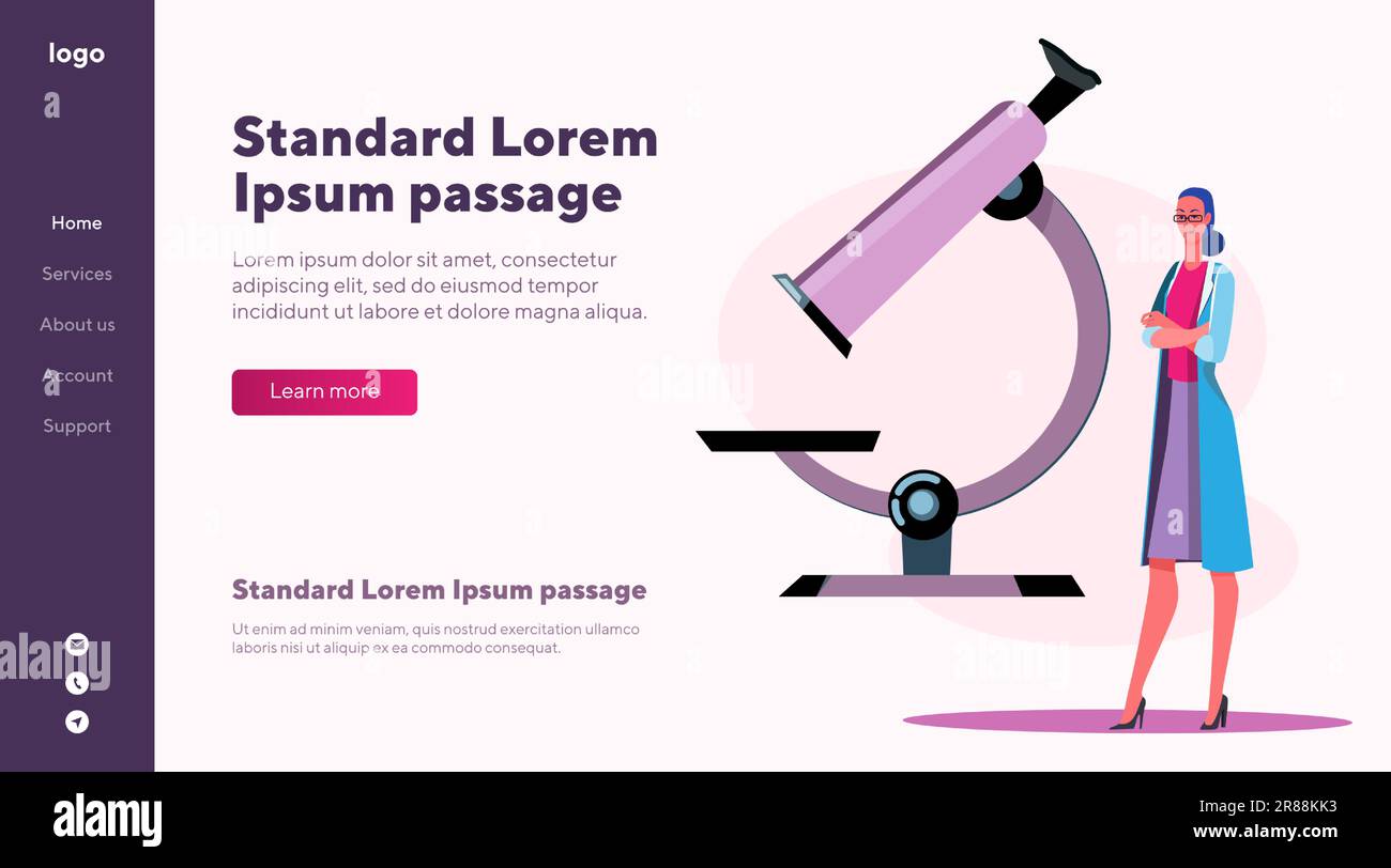 Female scientist standing near microscope Stock Vector Image & Art - Alamy