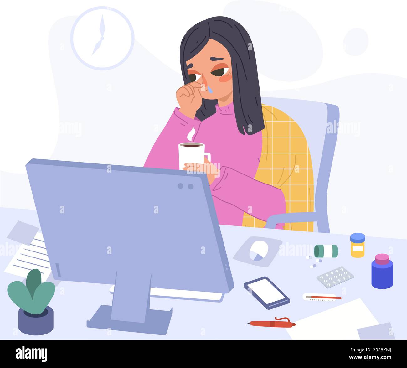 Frustrated At Computer Cartoon