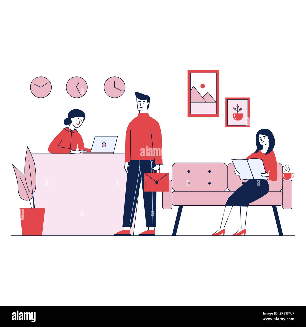 Office reception service providing for client by concierge Stock Vector ...