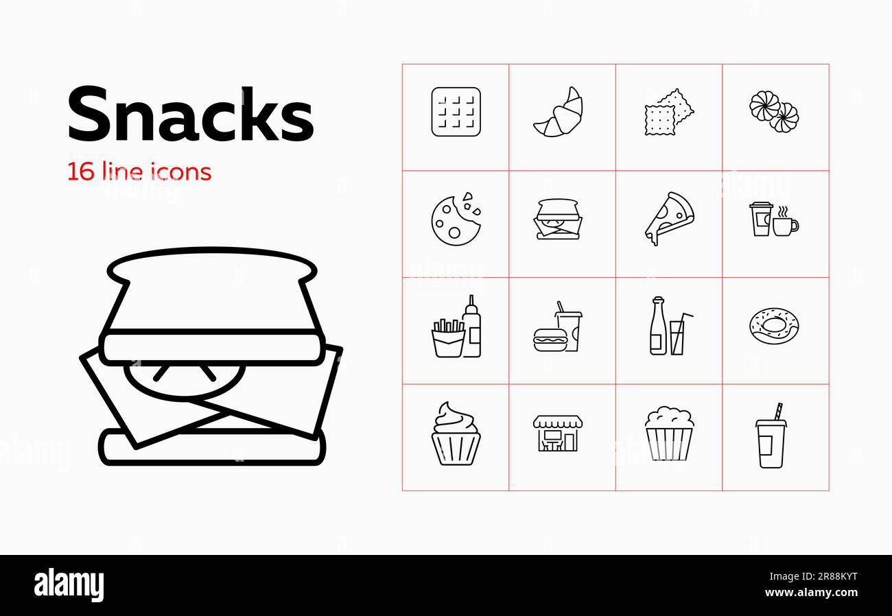 Snacks icons. Set of line icons Stock Vector Image & Art - Alamy