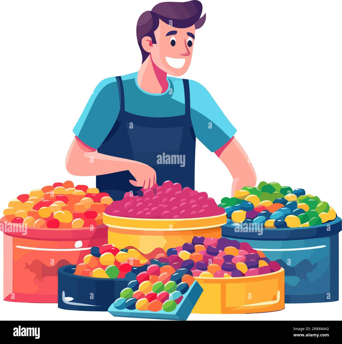 Cheerful seller a sweets candies Stock Vector Image & Art - Alamy