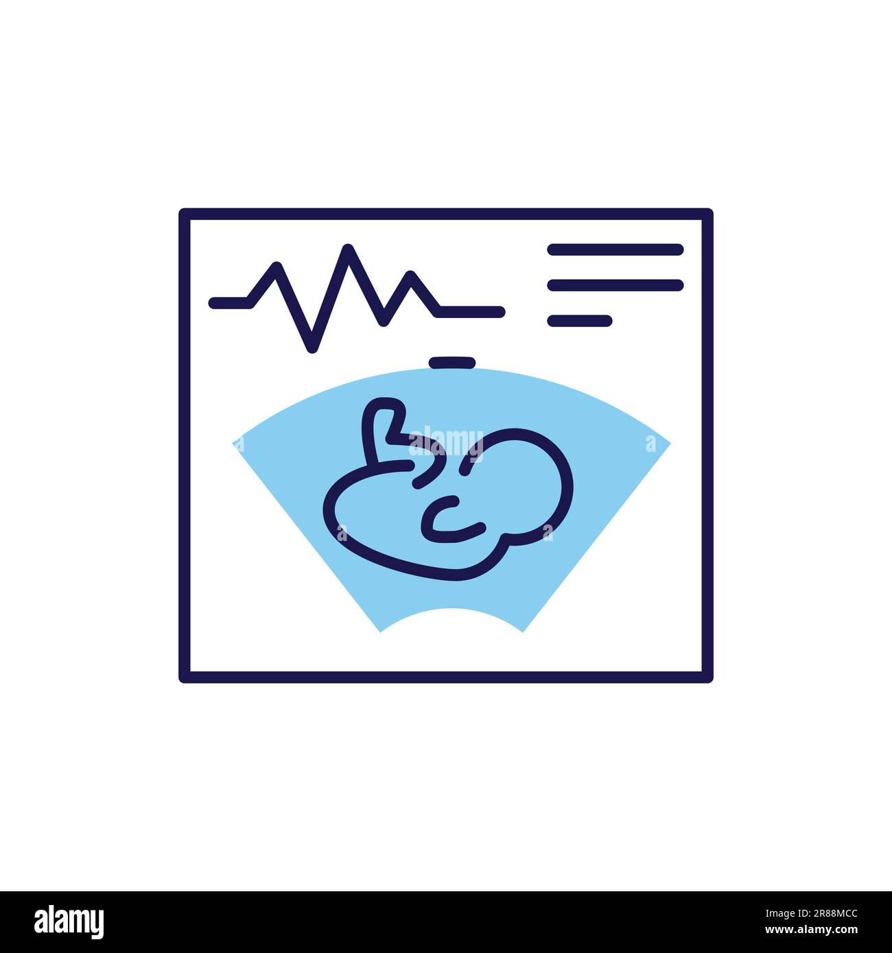 Ultrasound related vector line icon. Isolated on white background. Kid ...