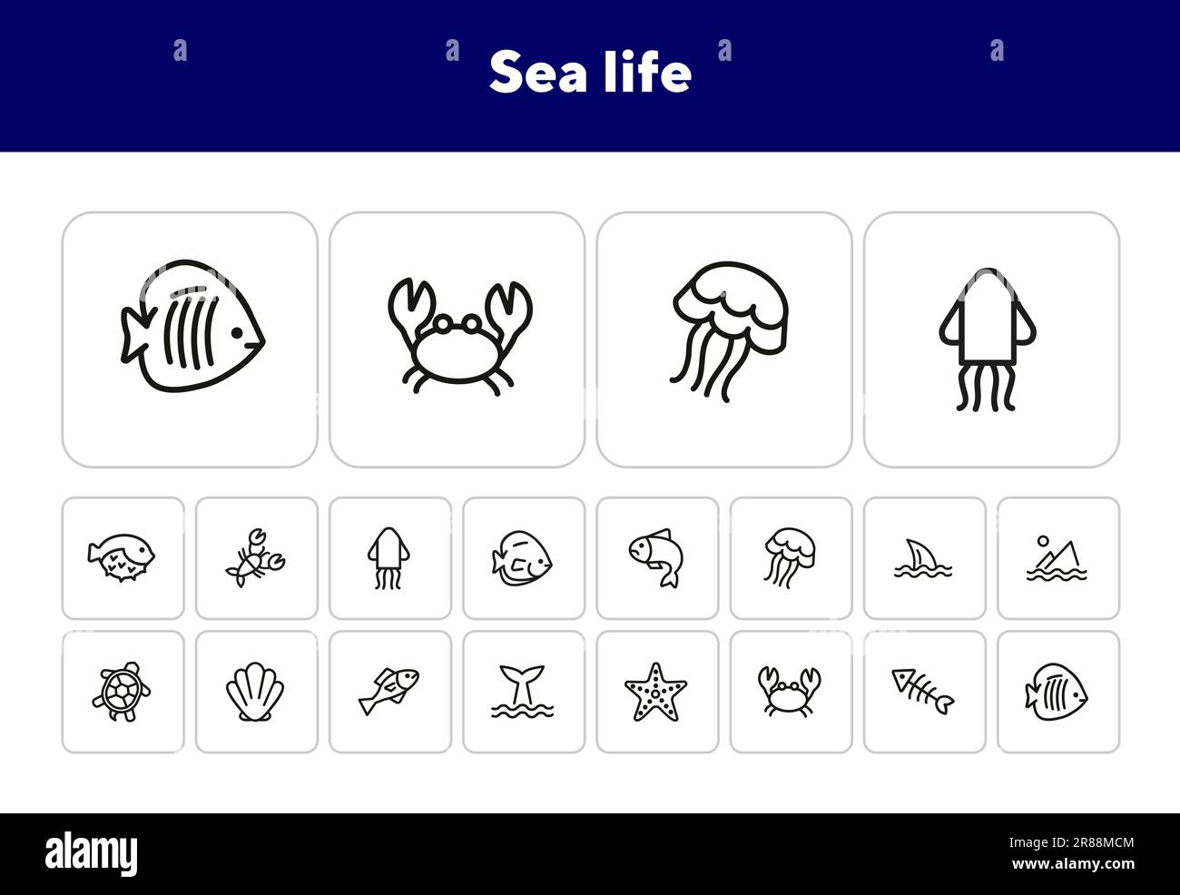 Jellyfish line icon outline Stock Vector Images - Alamy