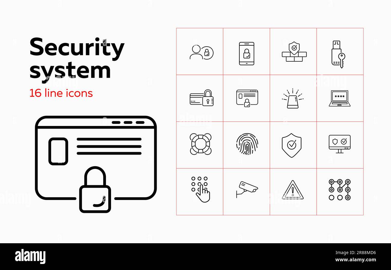 Security system line icon set. Alarm signal Stock Vector Image & Art - Alamy