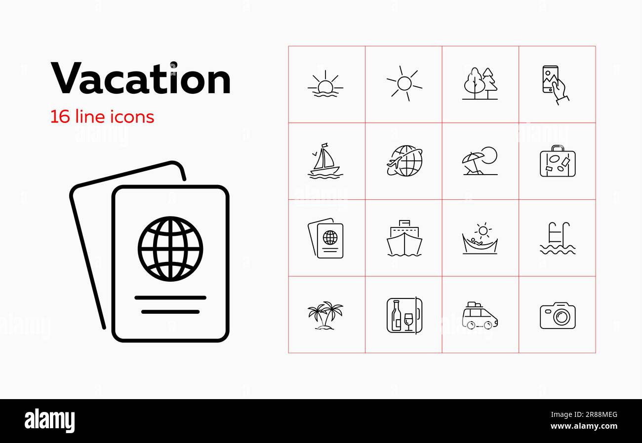 Vacation icons. Set of line icons Stock Vector Image & Art - Alamy