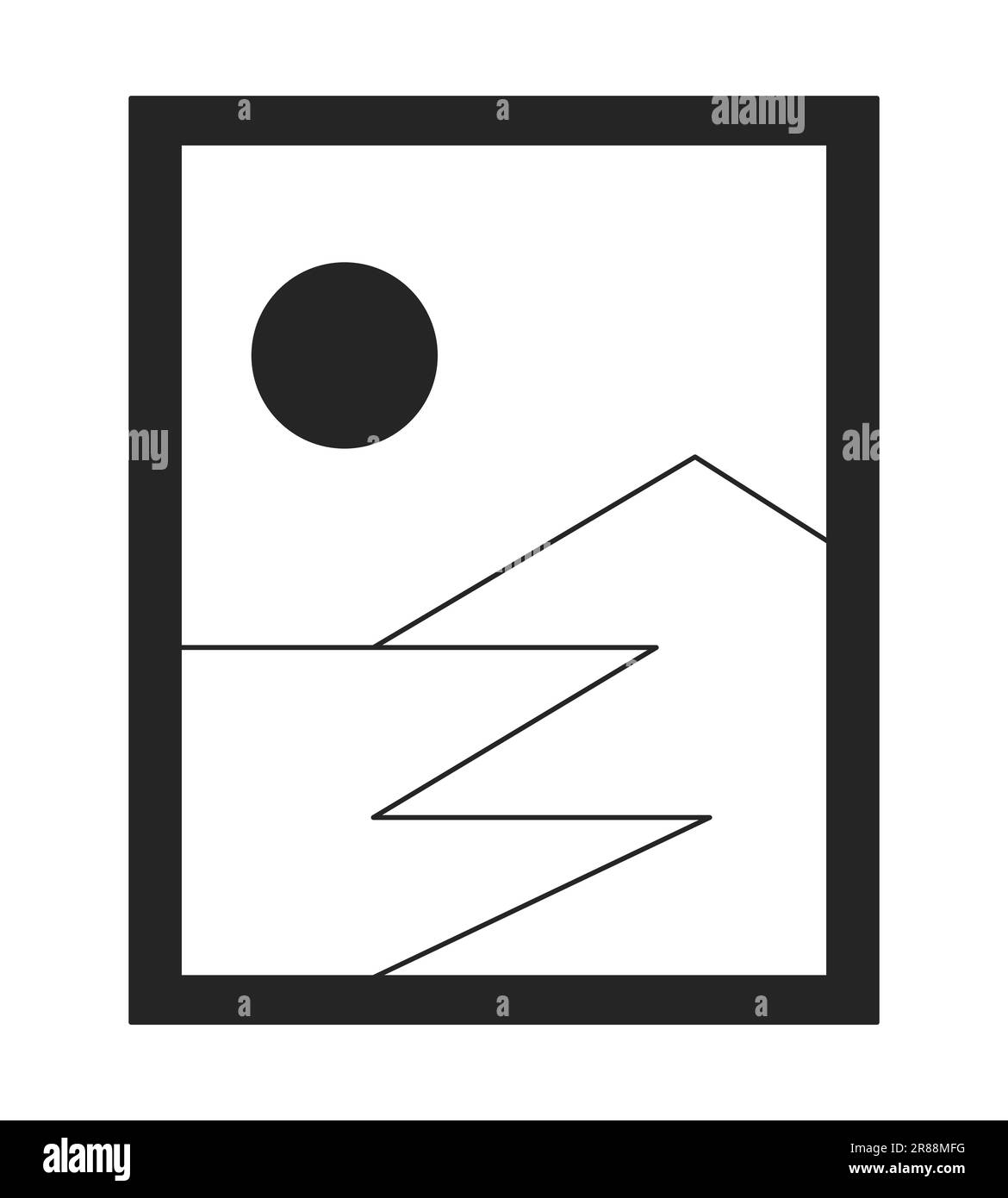Wall Art In Frame Flat Monochrome Isolated Vector Object Stock Vector