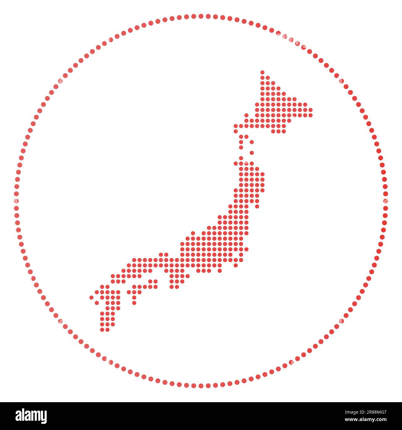 Japan digital badge. Dotted style map of Japan in circle. Tech icon of ...