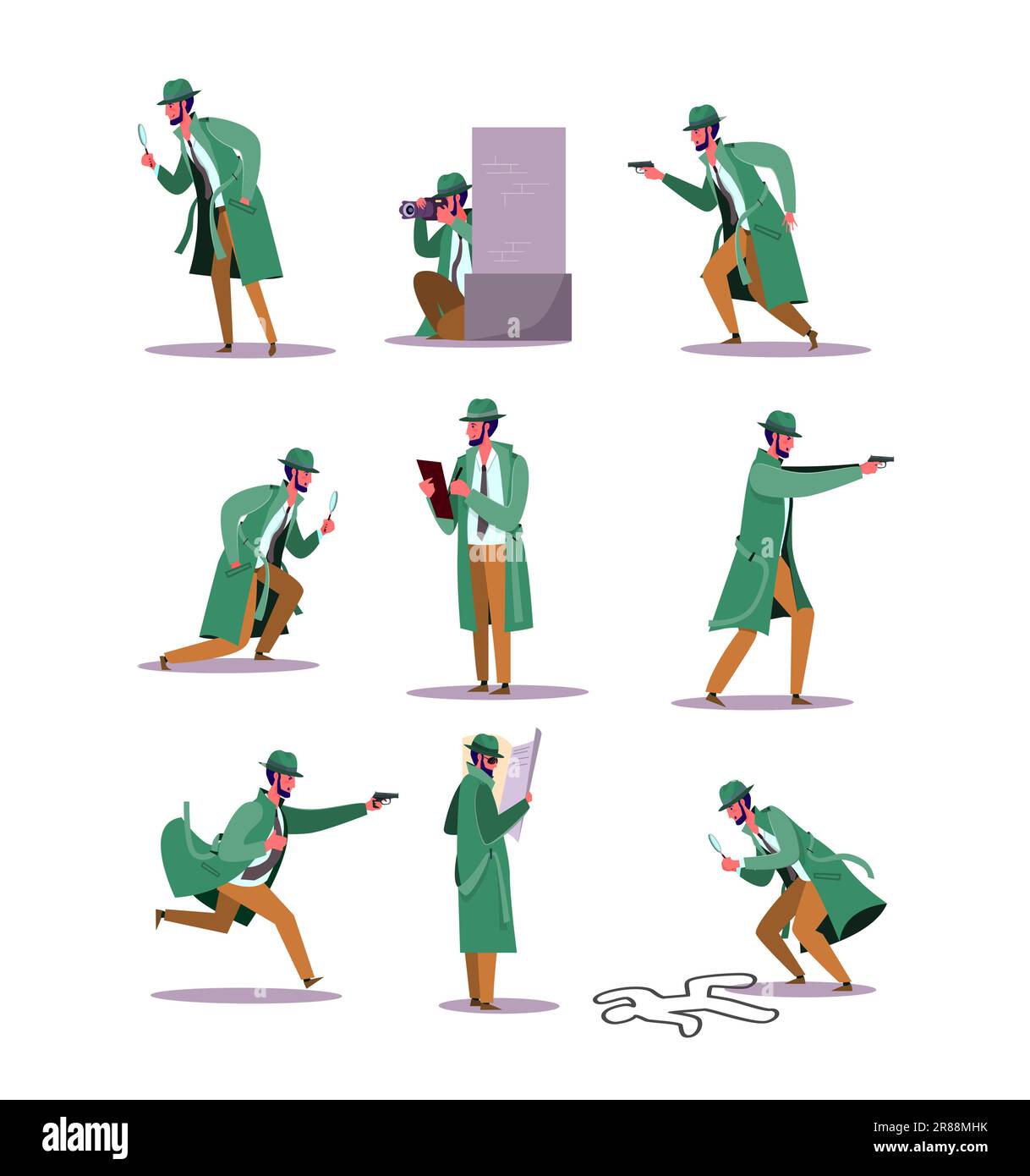 Set of detective investigating crime Stock Vector Image & Art - Alamy