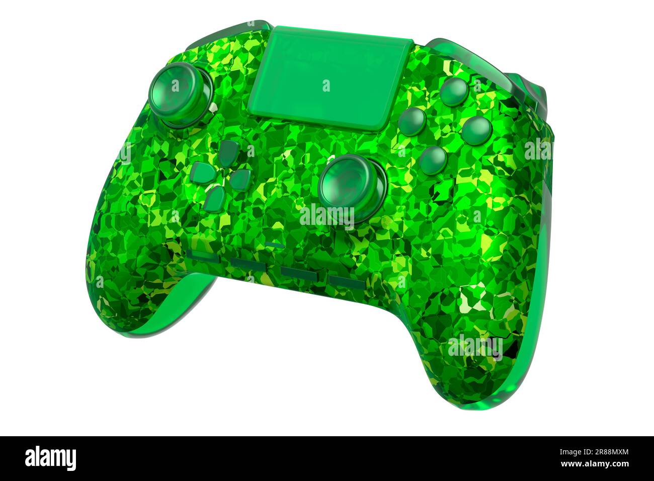 Realistic video game joystick with mosaic seamless pattern on white ...