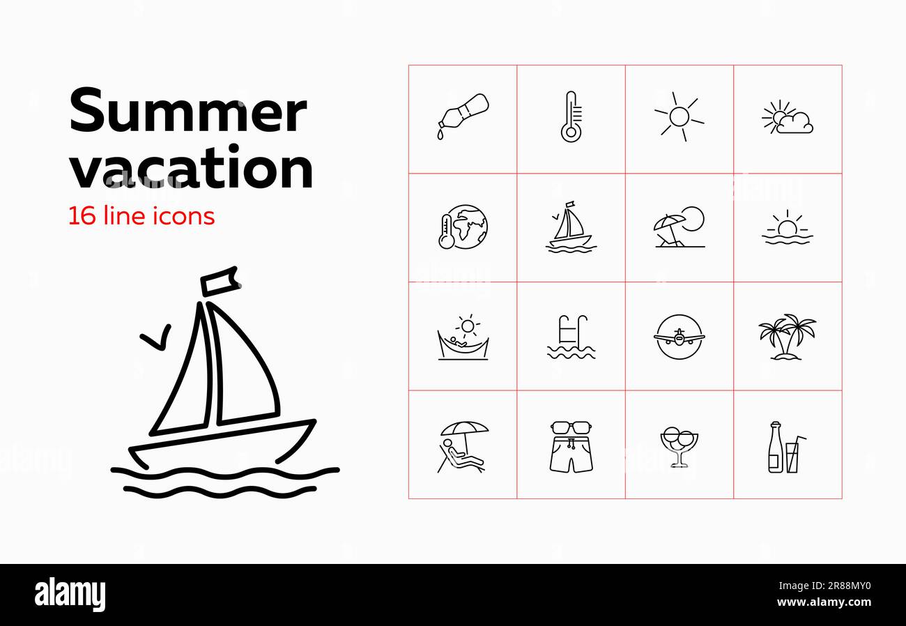 Summer vacation icons Stock Vector Image & Art - Alamy
