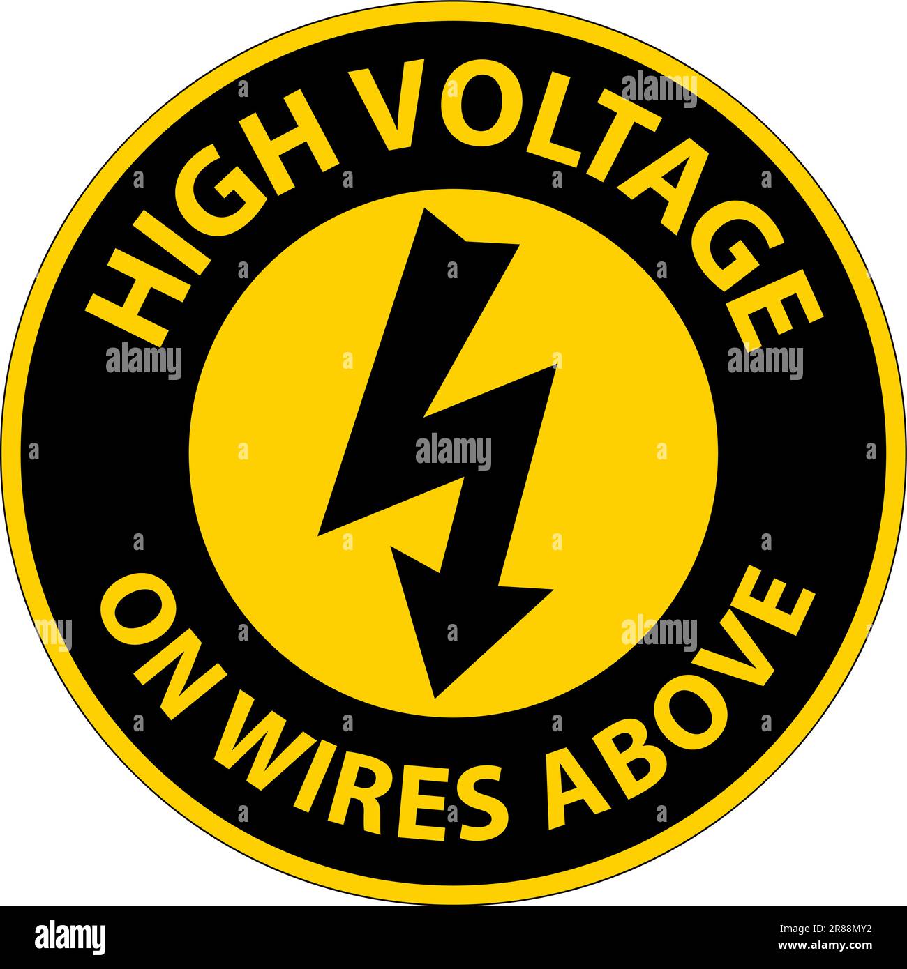 Notice High Voltage On Wires Above Sign On White Background Stock ...