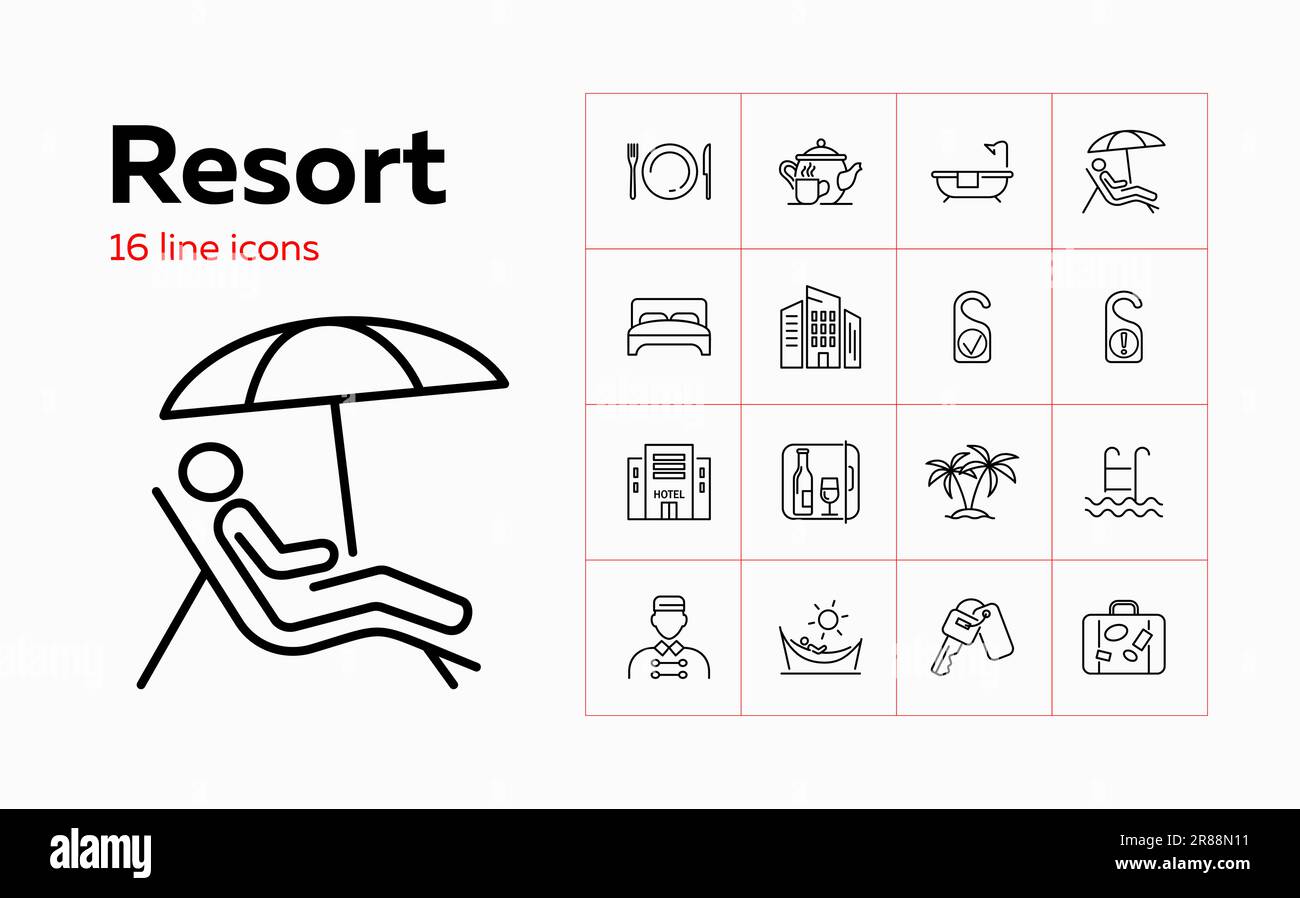 Resort line icon set Stock Vector Image & Art - Alamy