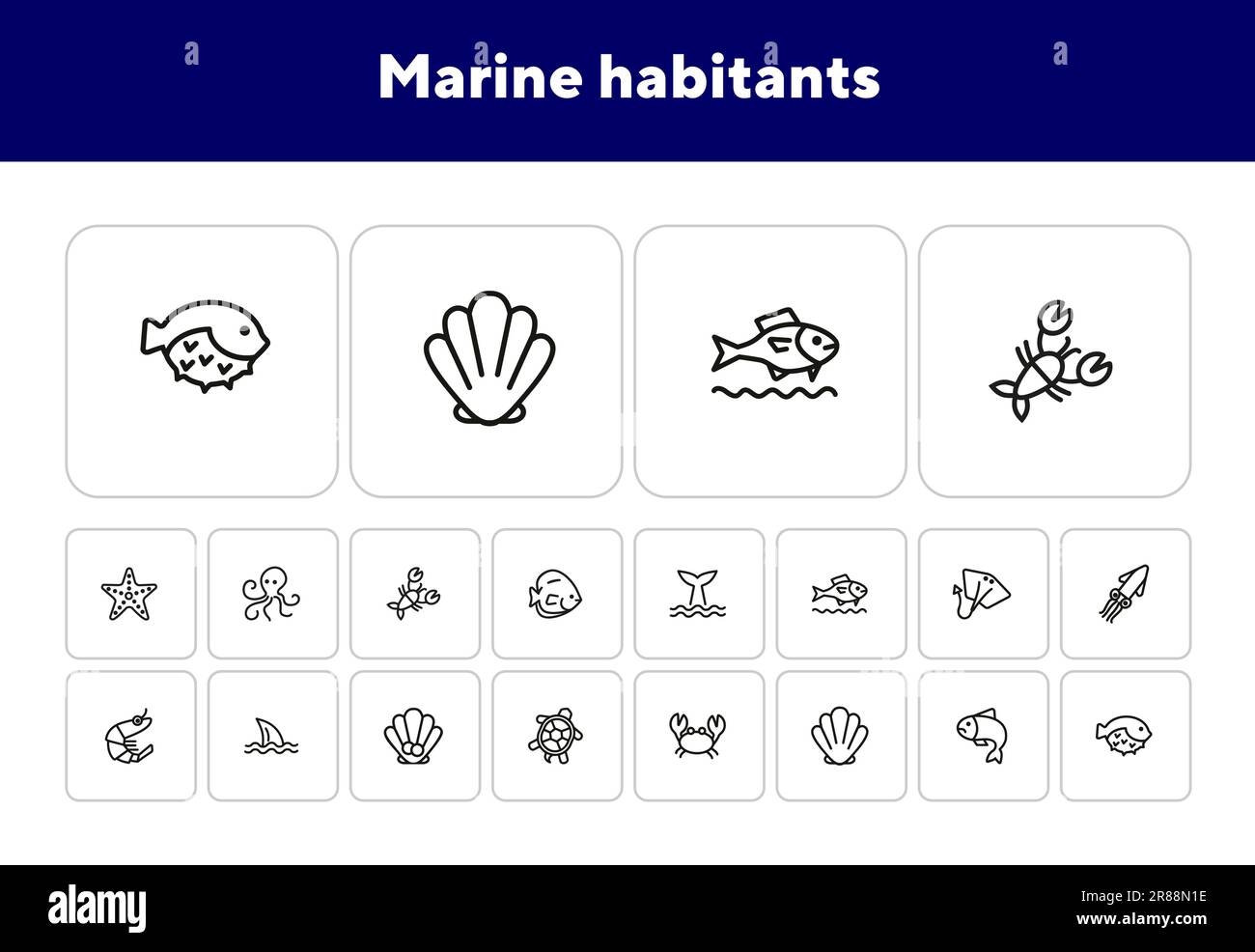 Marine habitants icon set Stock Vector Image & Art - Alamy