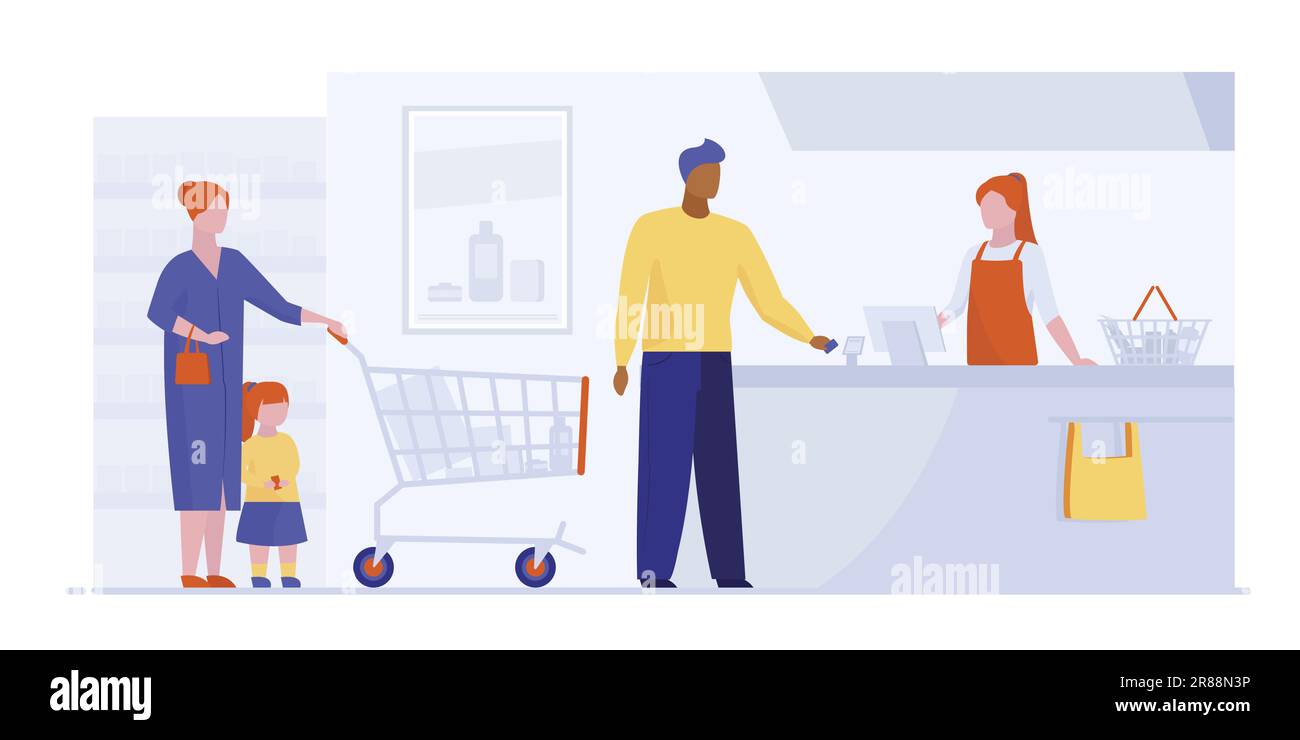 Queue checkout Cut Out Stock Images & Pictures - Alamy