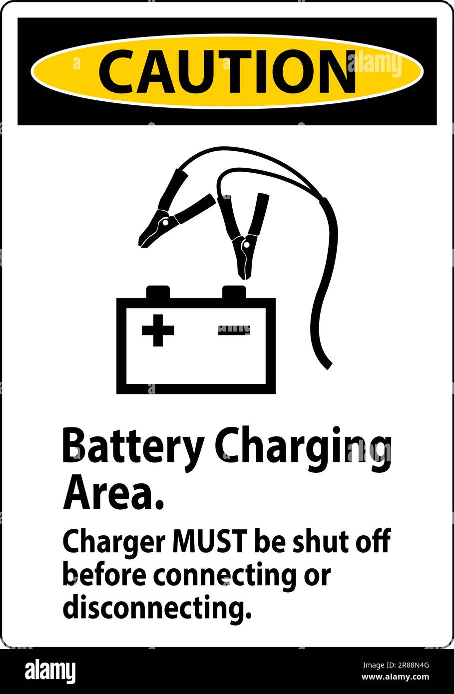 Caution Sign Battery Charging Area, Charger Must Be Shut Off Before ...