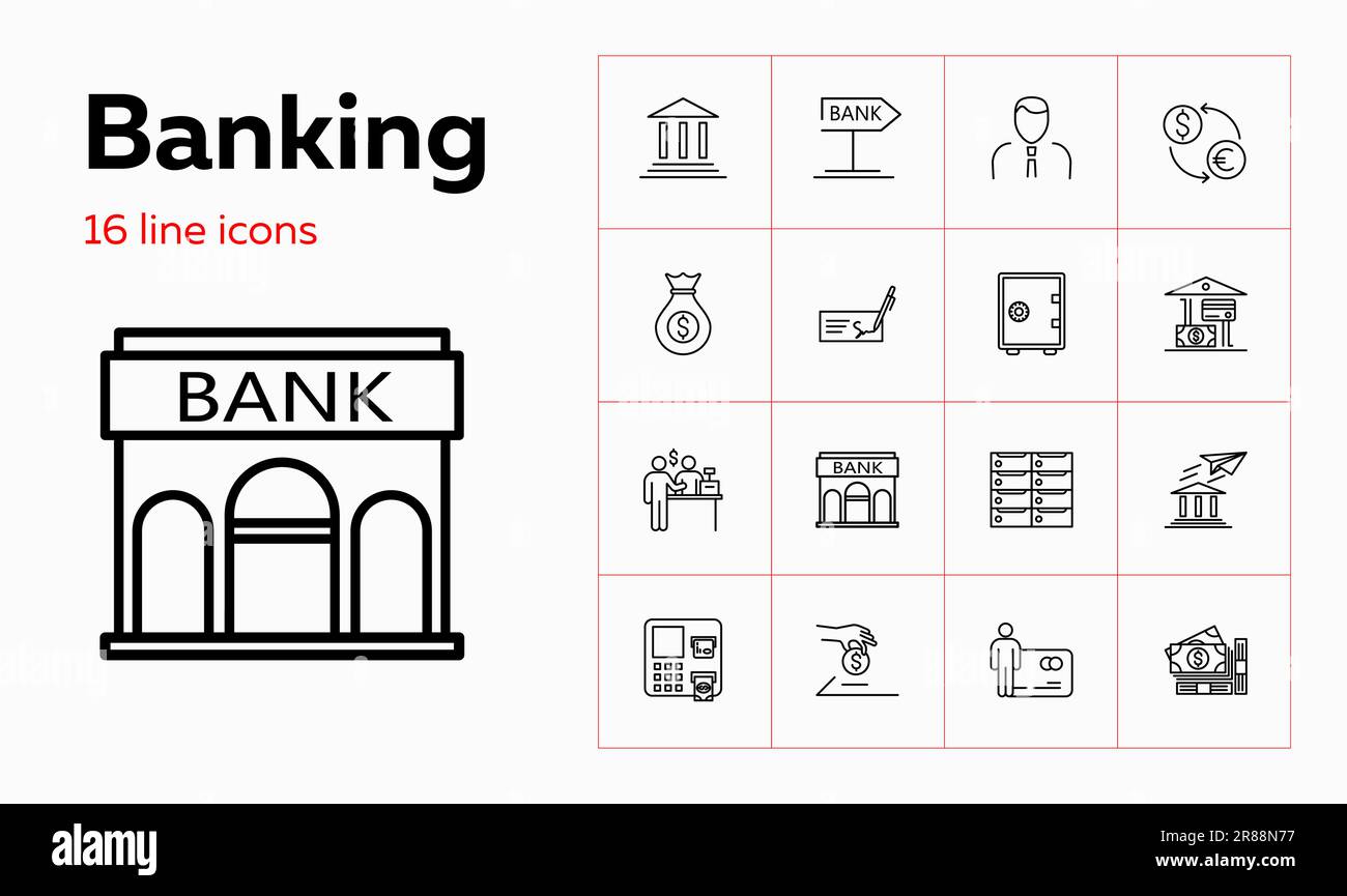 Banking line icon set Stock Vector Image & Art - Alamy