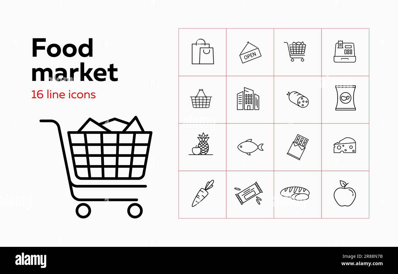 Food market line icon set Stock Vector Image & Art - Alamy