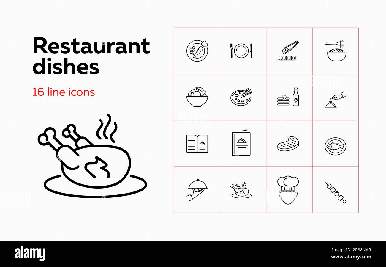 Restaurant dishes icons Stock Vector Image & Art - Alamy