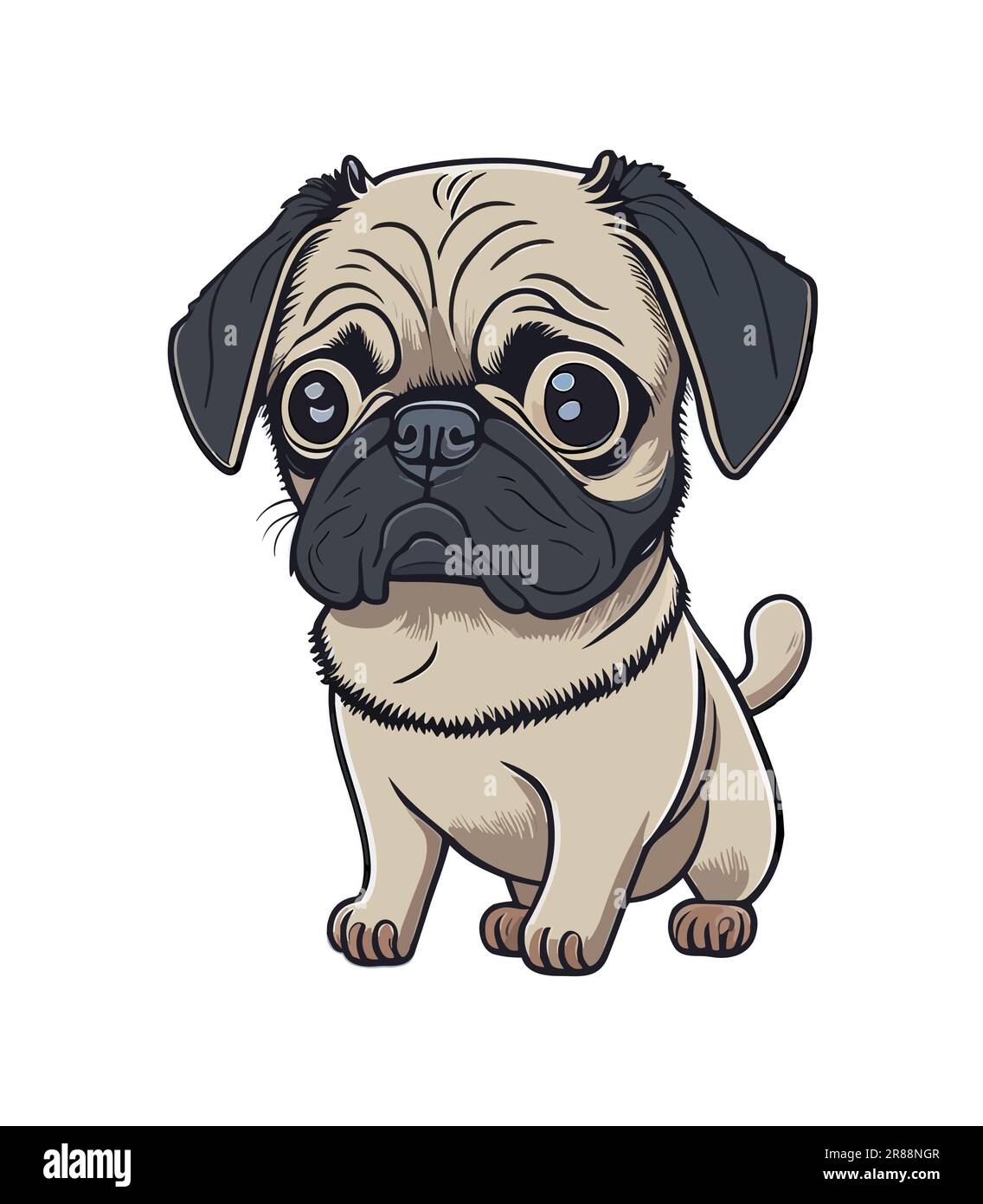 Cute dog, pug breed with sad face expression Stock Vector Image & Art ...