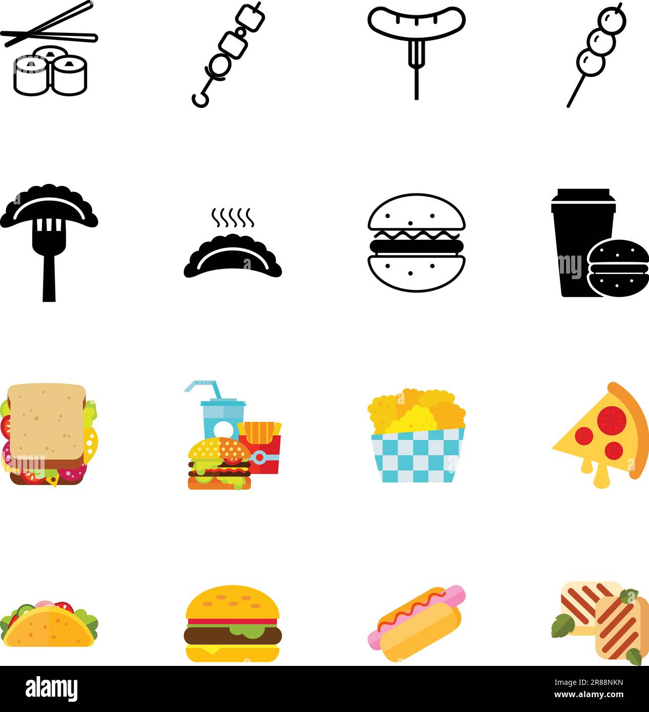 Snacks icon set Stock Vector Image & Art - Alamy