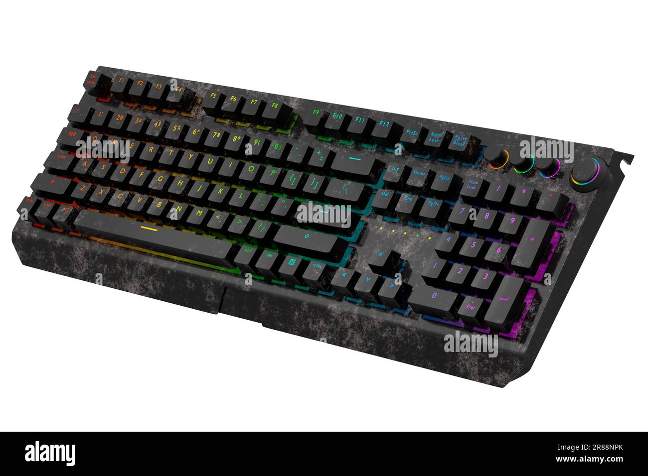 Realistic Computer Keyboard With Black Marble Texture Isolated On White
