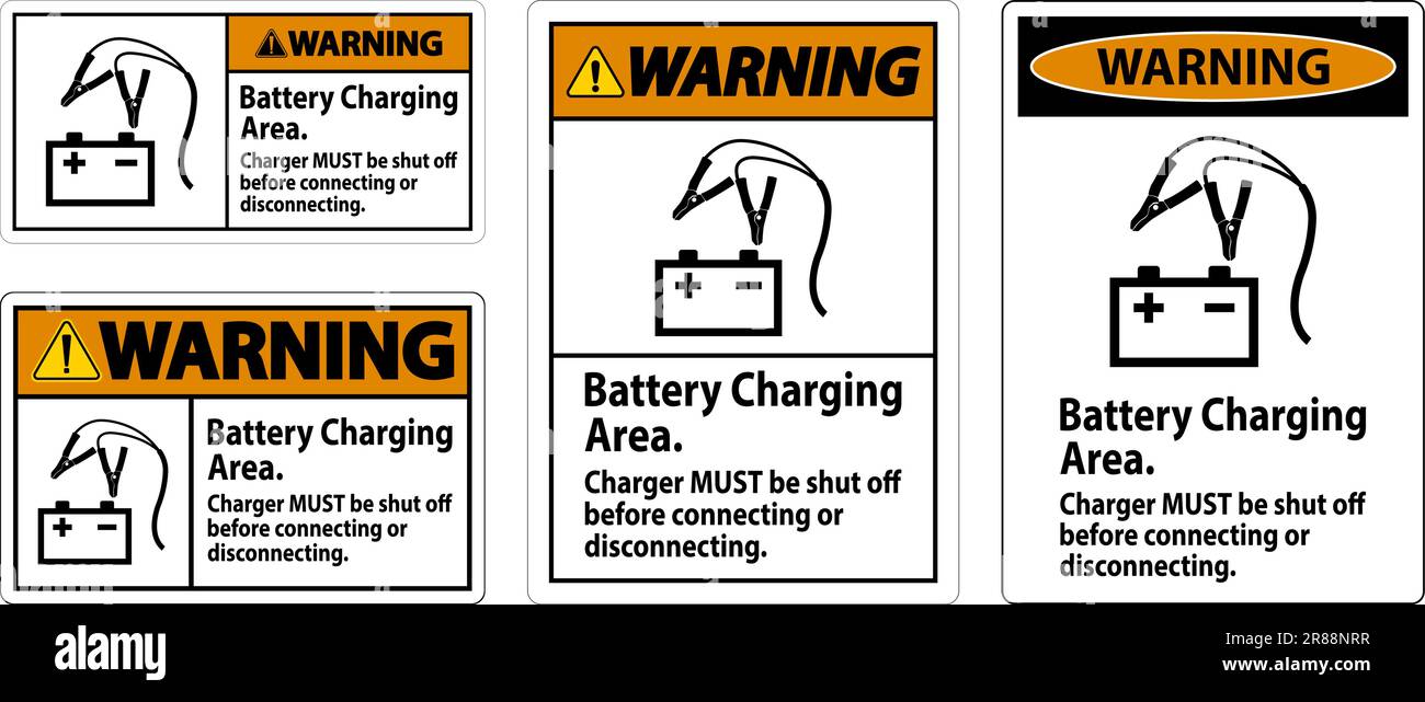 Warning Sign Battery Charging Area, Charger Must Be Shut Off Before ...