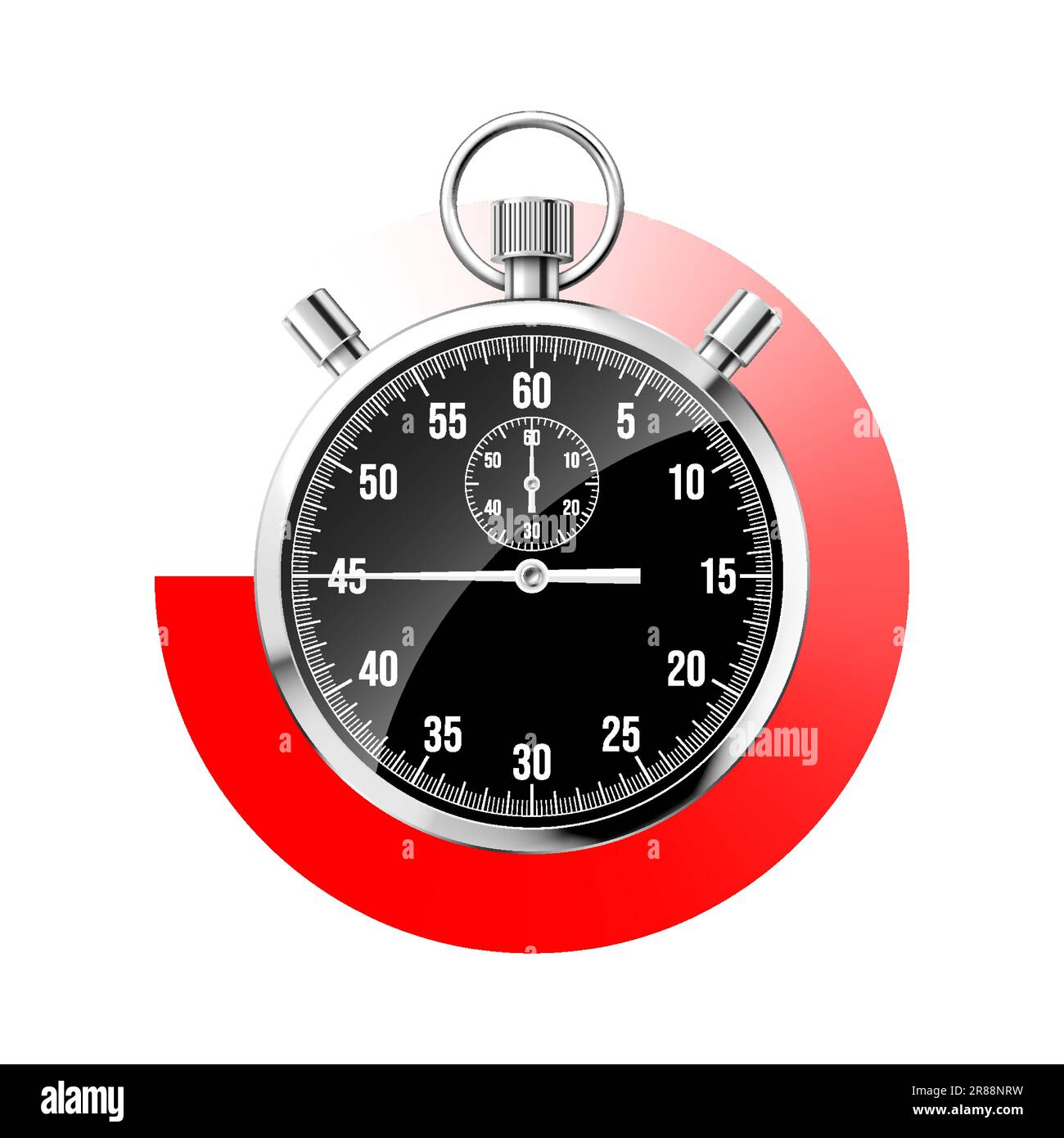 Realistic classic stopwatch. Shiny metal chronometer, black time ...