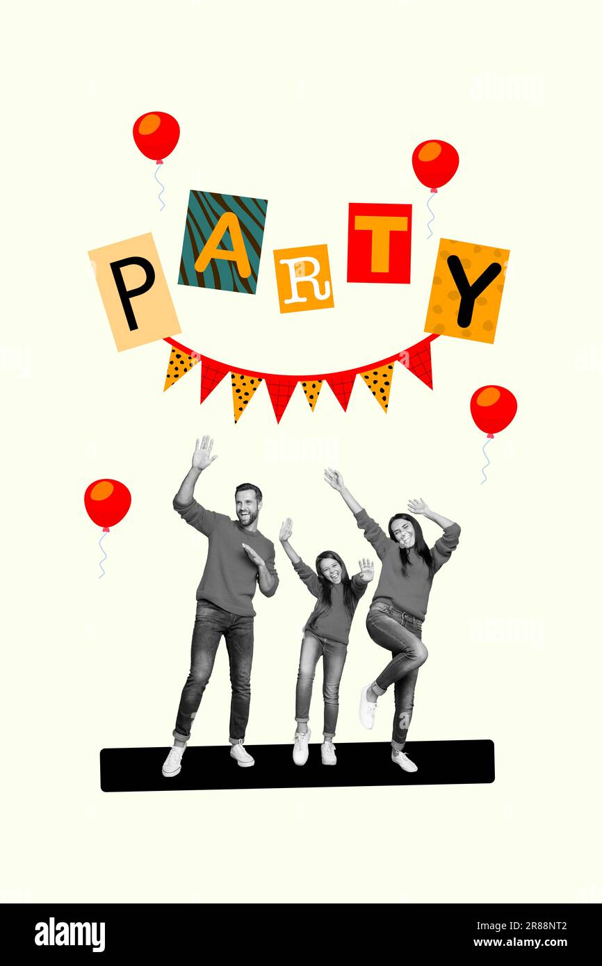 Family day party collage banner illustration of family day holiday ...