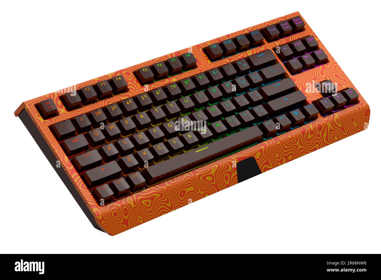 Realistic Computer Keyboard With Seamless Wavy Pattern Isolated On White Background 3d Render