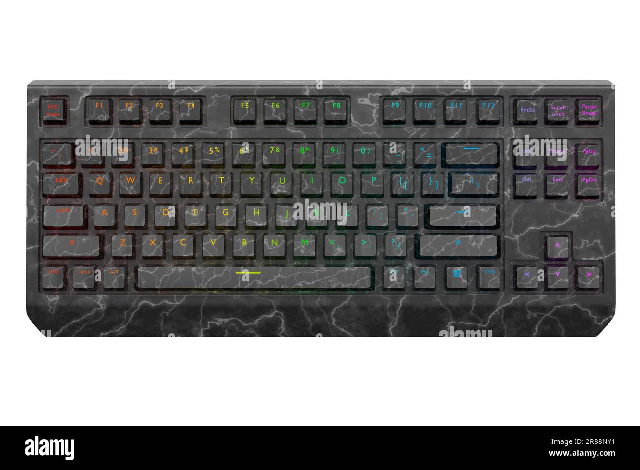 Realistic Computer Keyboard With Black Marble Texture Isolated On White