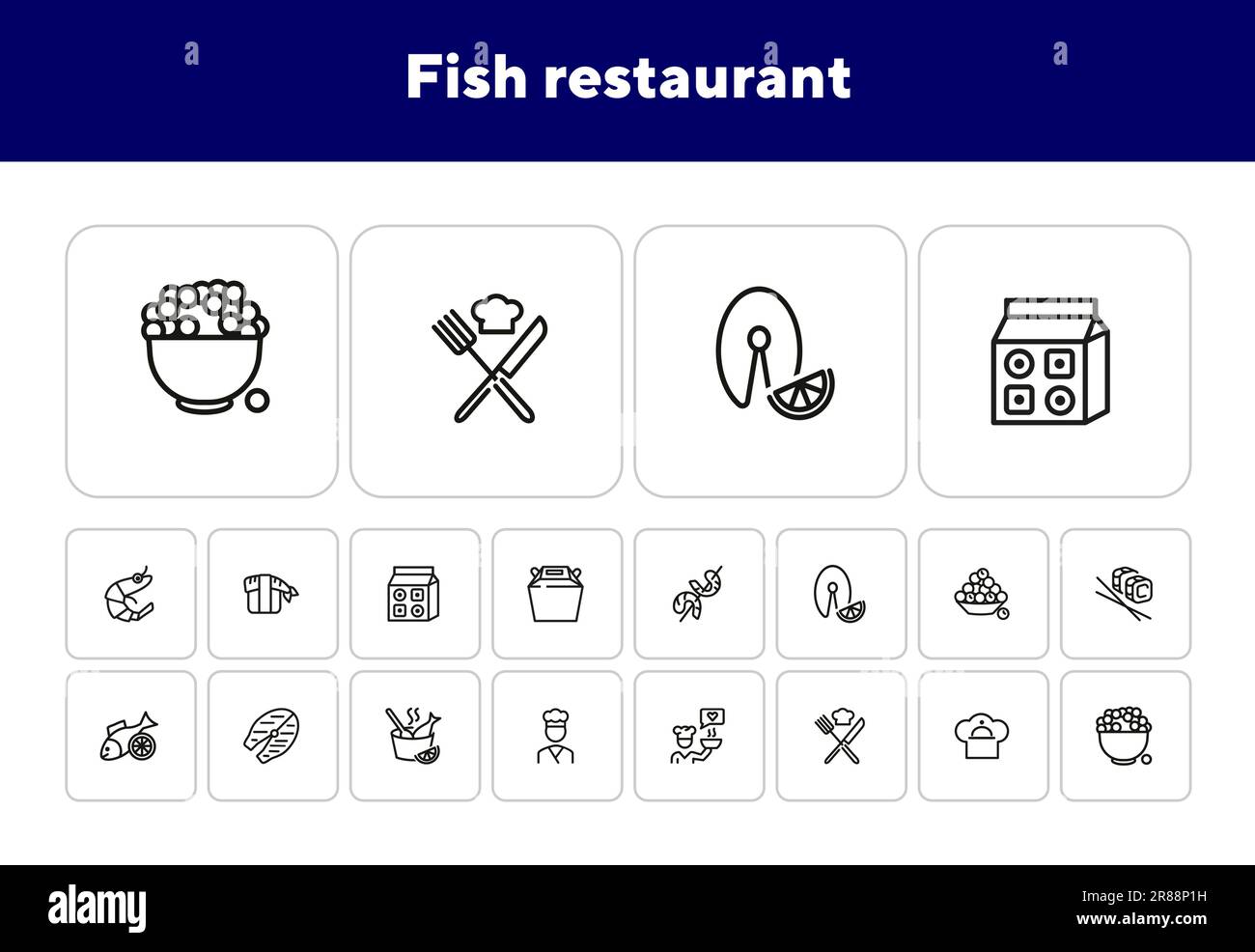 Fish restaurant line icon set Stock Vector Image & Art - Alamy