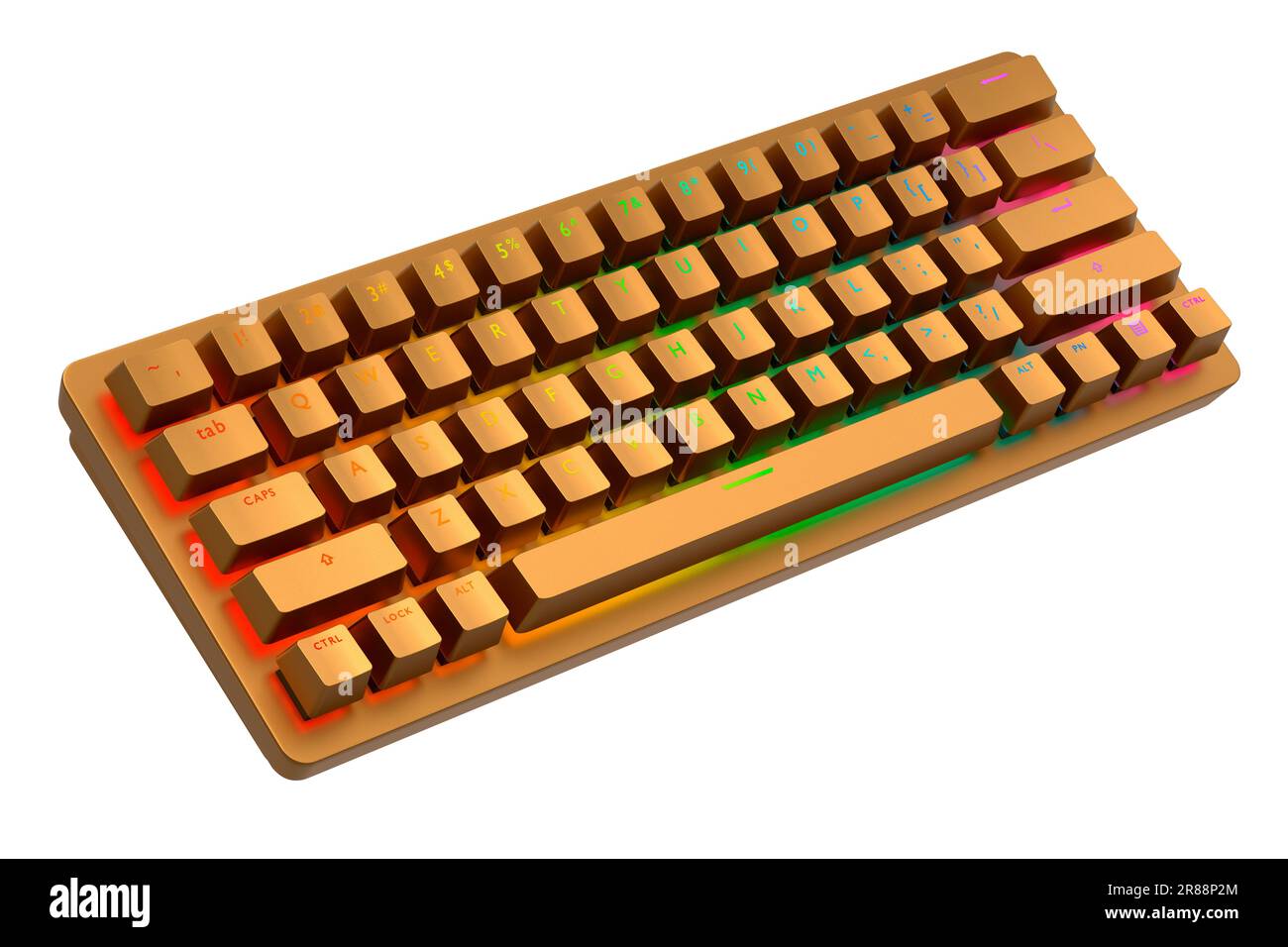 Realistic Computer Keyboard With Golden Chrome Texture Isolated On