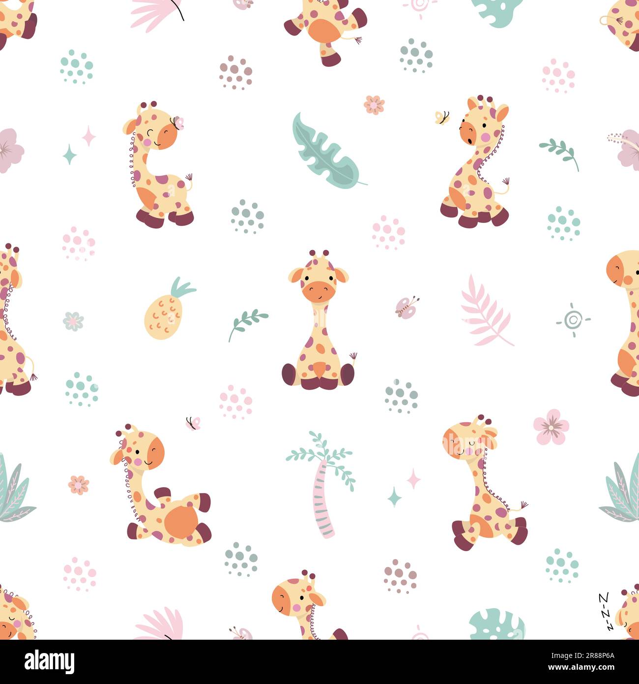 Giraffes seamless pattern, nursery adorable fabric print. Children ...