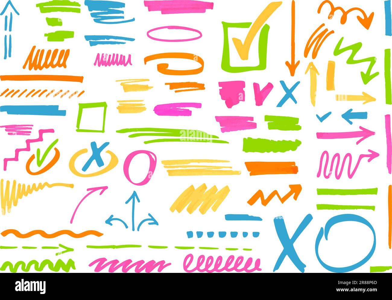Highlighter vector marks, highlighting pen different lines and symbols ...