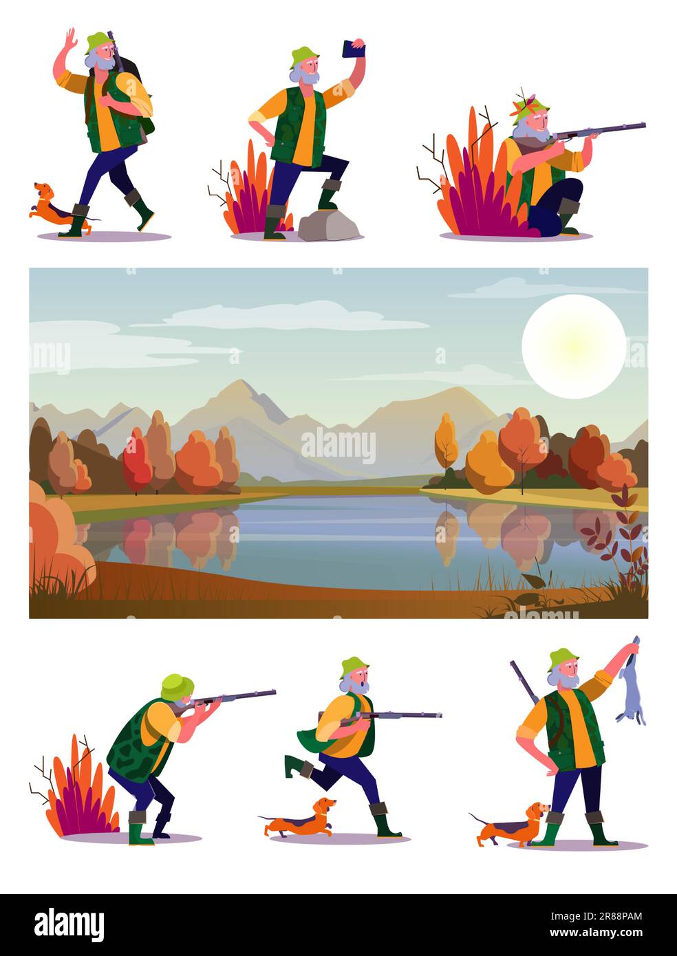 Hunter outdoors set Stock Vector Image & Art - Alamy