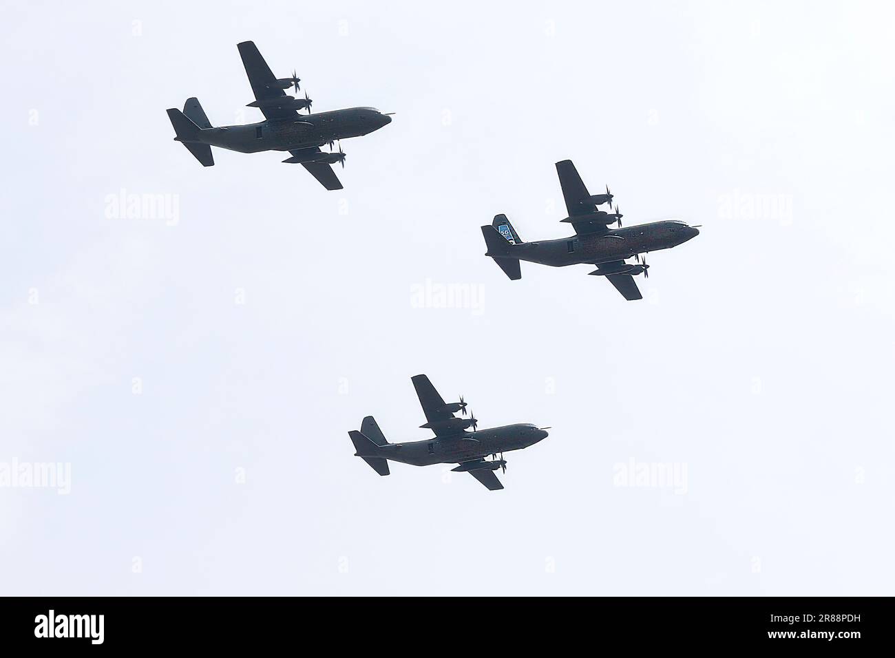 C130 Hercules aircraft take part in their final flypast before ...