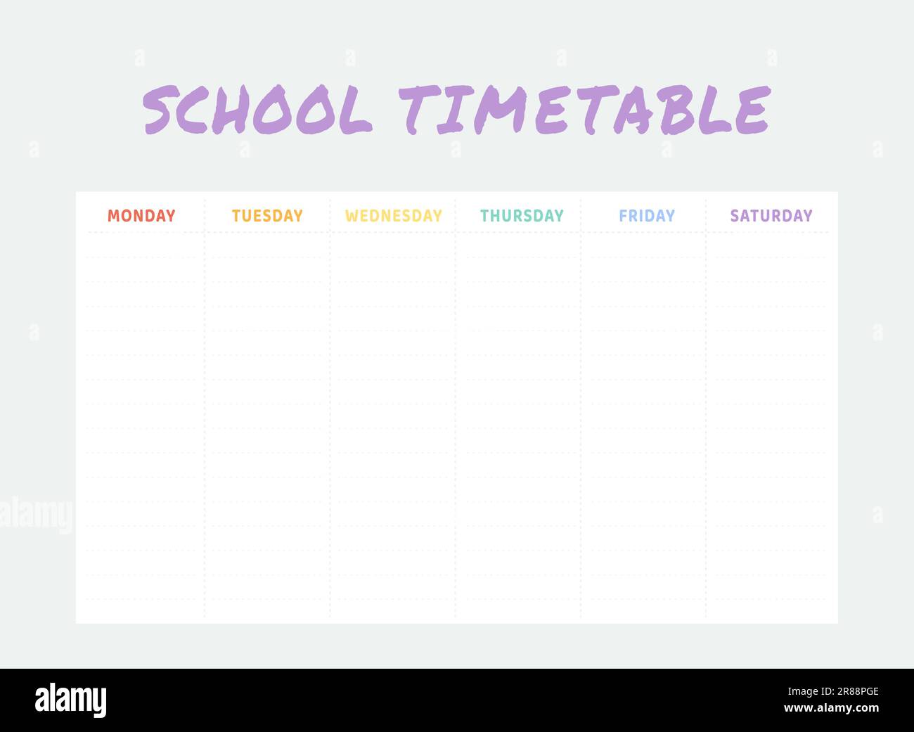 Timetable template, school time management. Work week schedule, daily ...